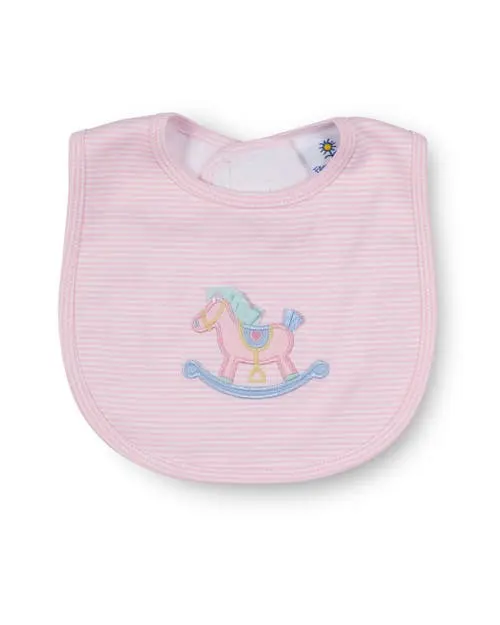 FLORENCE EISEMAN Striped Knit Bib With Appliqué Rocking Horse
