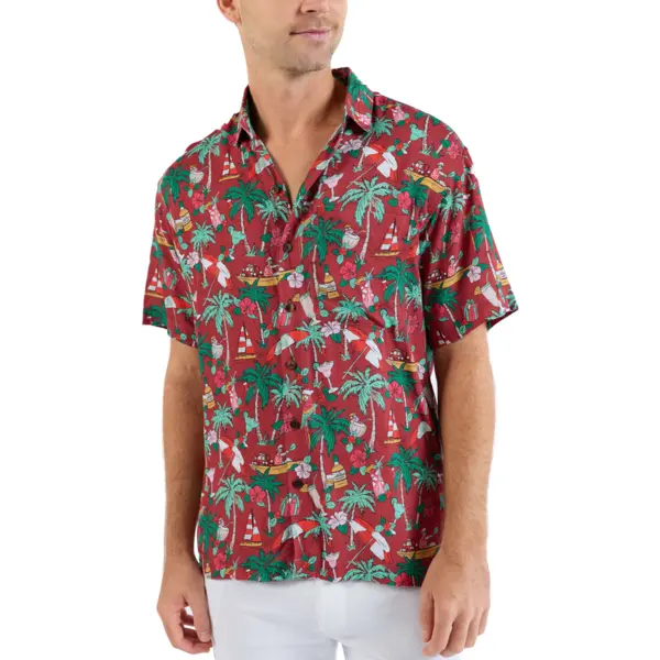 Kenny Flowers Margaritaville The Christmas Islandshort Sleeve Shirt - Maroon