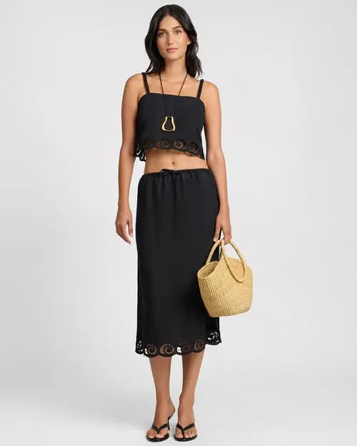 Onia Air Linen Scallop Cropped Top