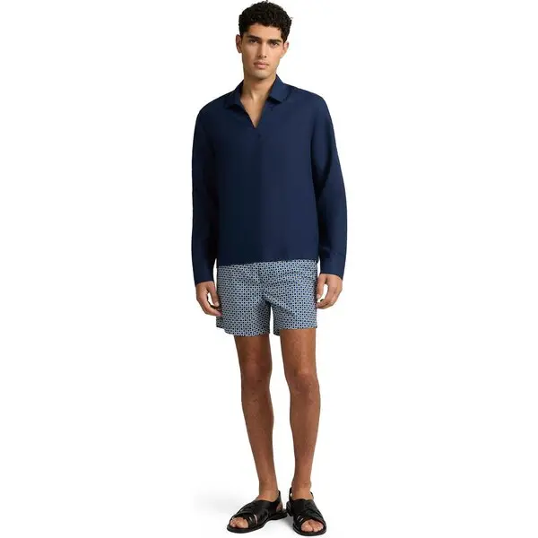 Onia Linen Long Sleeve Popover Shirt - Midnight