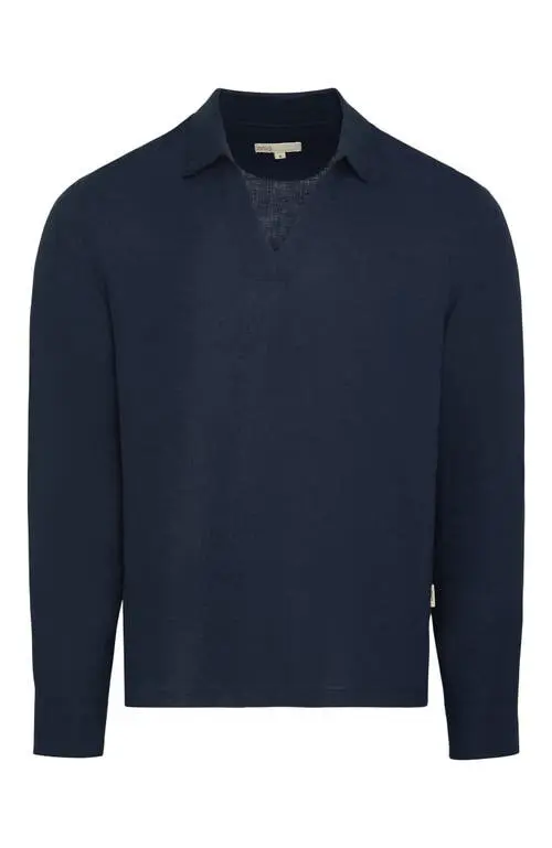 Onia Linen Long Sleeve Popover Shirt - Midnight
