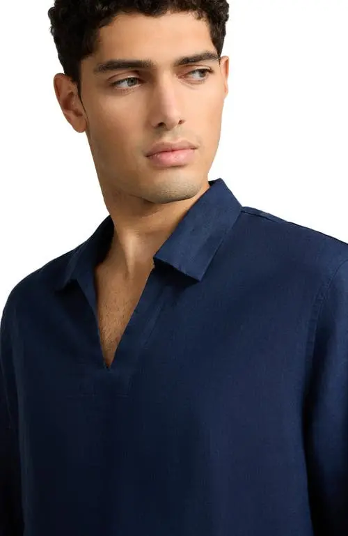 Onia Linen Long Sleeve Popover Shirt - Midnight