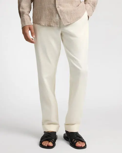 Onia Linen Cotton Stretch Cuffed Pants - Egret