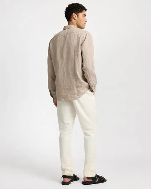 Onia Linen Cotton Stretch Cuffed Pants - Egret