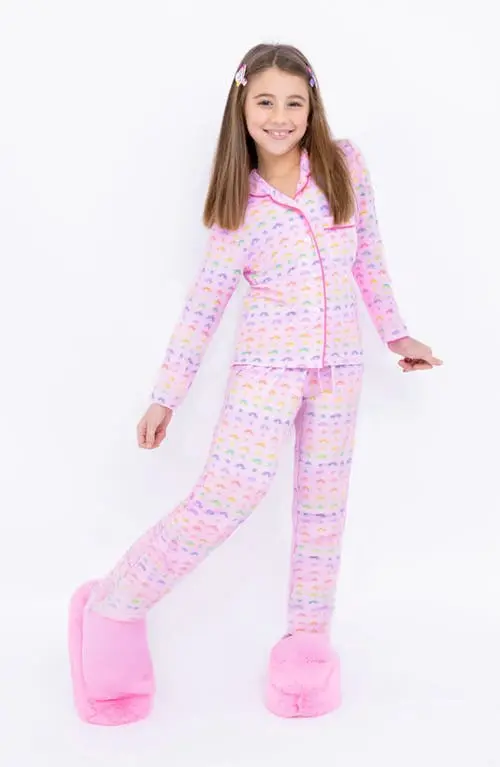 PREPPY GOOSE Printed Jersey Long Sleeve Pajama Pant Set - Light Pink