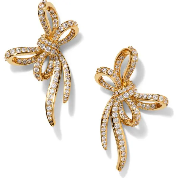 Nadri Le Bisou Pavé Bow Drop Earrings - Gold