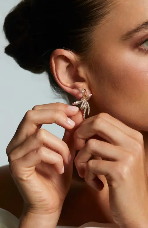 Nadri Le Bisou Pavé Bow Drop Earrings - Gold