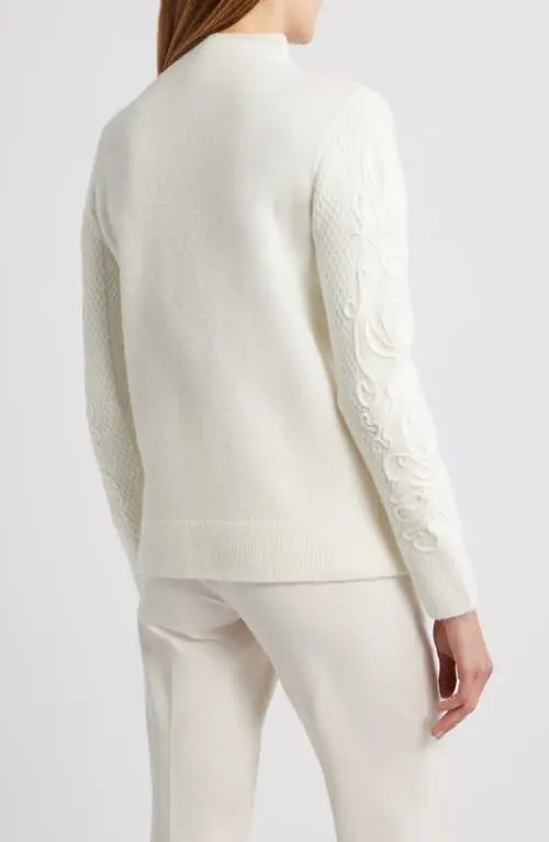 Anne Klein Embroidered Funnel Neck Sweater - Eclair