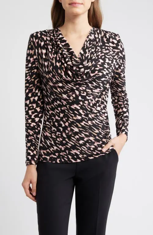 Anne Klein Abstract Print Cowl Neck Top