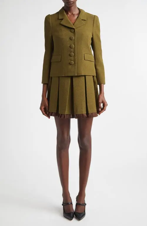 SHUSHU/TONG Wool Twill Crop Jacket - Green