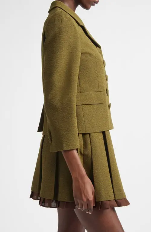 SHUSHU/TONG Wool Twill Crop Jacket - Green