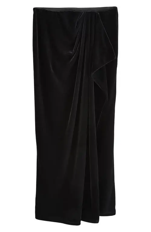 NEXT Velvet Drape Front Maxi Skirt - Black
