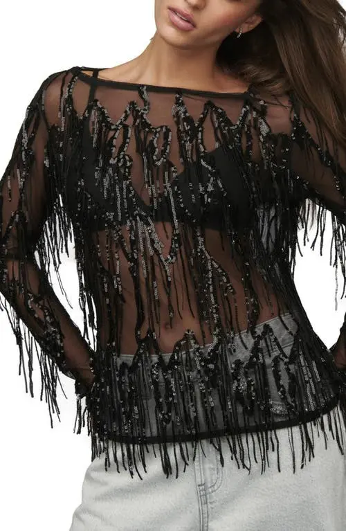 NEXT Sequin Tassel Top