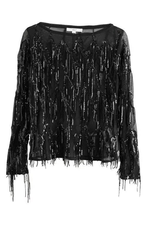 NEXT Sequin Tassel Top