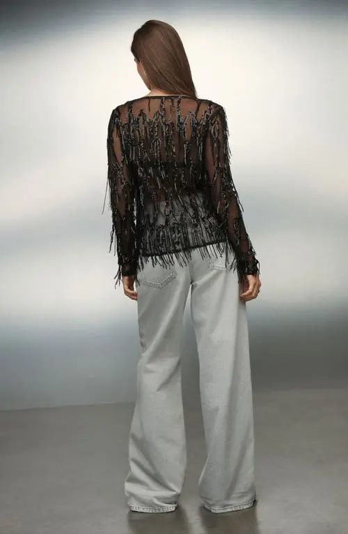 NEXT Sequin Tassel Top