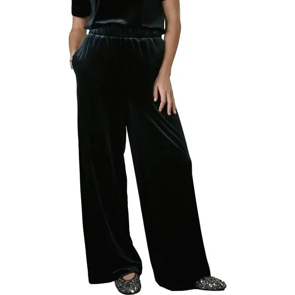 NEXT Velvet Wide Leg Pants - Black