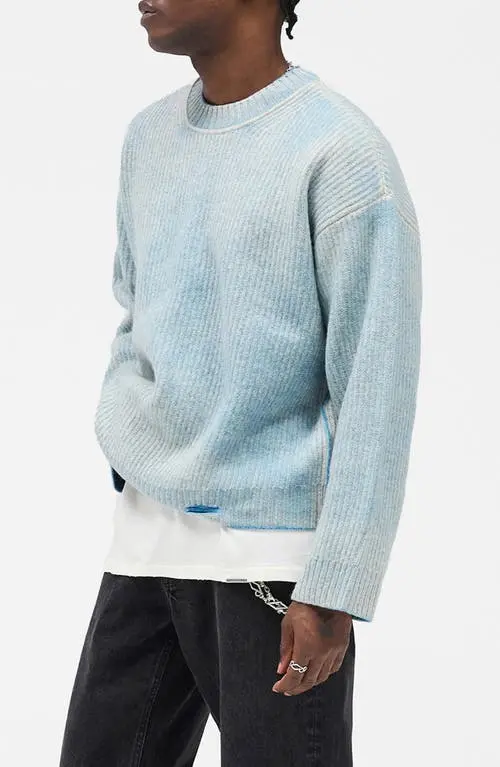 REPRESENT Oversize Reversible Distressed Wool Crewneck Sweater