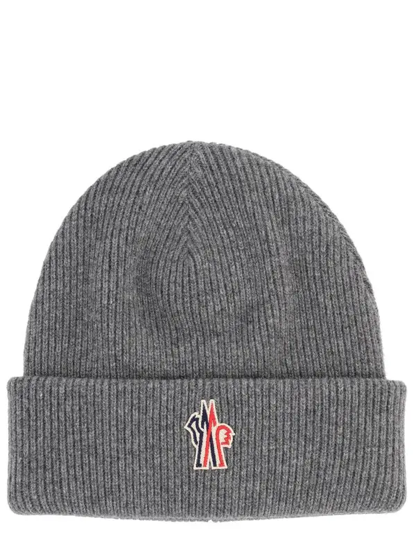 Moncler Ribbed Wool Cap - Grey