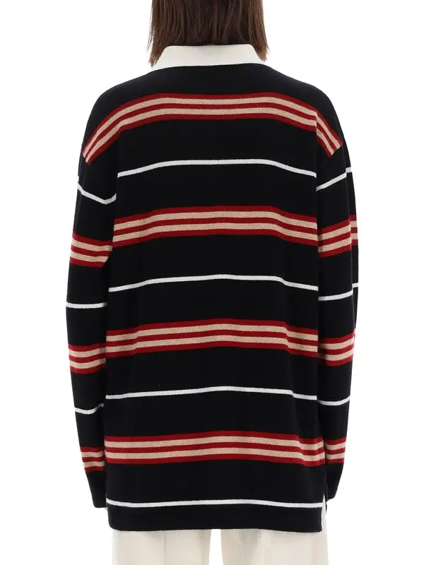 Guest In Residence Striped Rugby Polo Shirt - Black