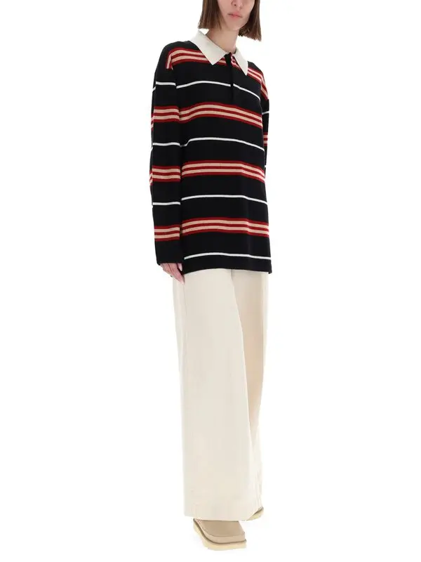 Guest In Residence Striped Rugby Polo Shirt - Black