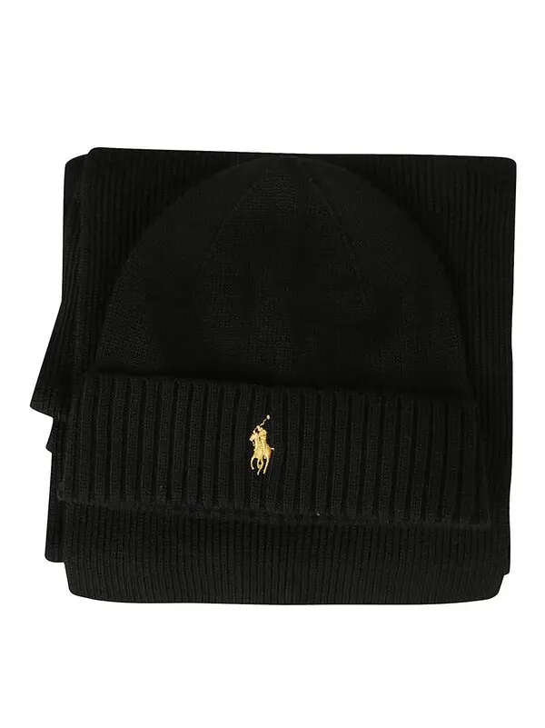 Ralph Lauren Classic Beanie And Scarf Box Set - Black