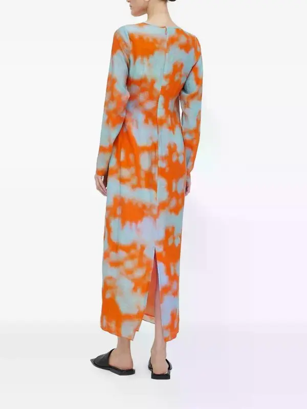 SAMSOE SAMSOE Long-sleeves Split Midi Dress