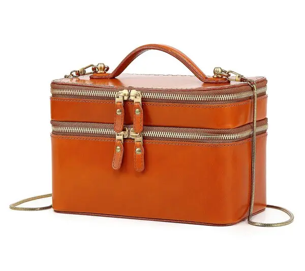 OLD TREND Ixia Leather Train Case With Chain Strap