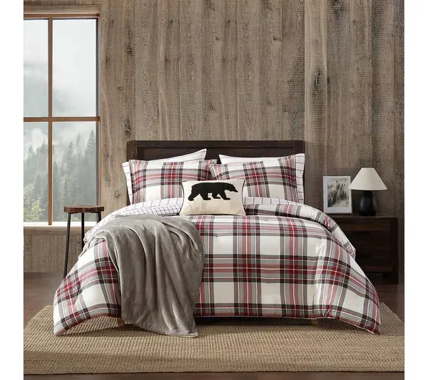 Eddie Bauer Serendipity Plaid Red Flannel Kingcomforter Set - One-color