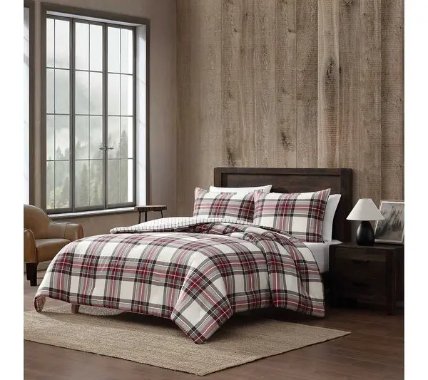 Eddie Bauer Serendipity Plaid Red Flannel Twin Comforter Set