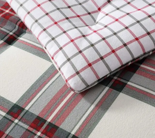Eddie Bauer Serendipity Plaid Red Flannel Twin Comforter Set
