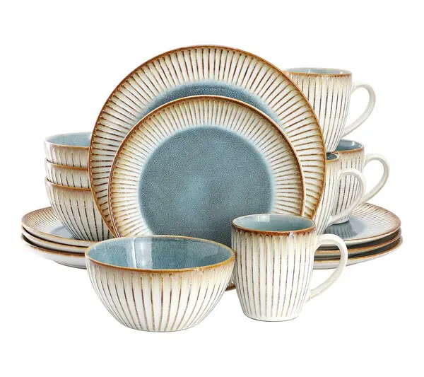 ELAMA 16 Piece Stoneware Dinnerware Set - One-color