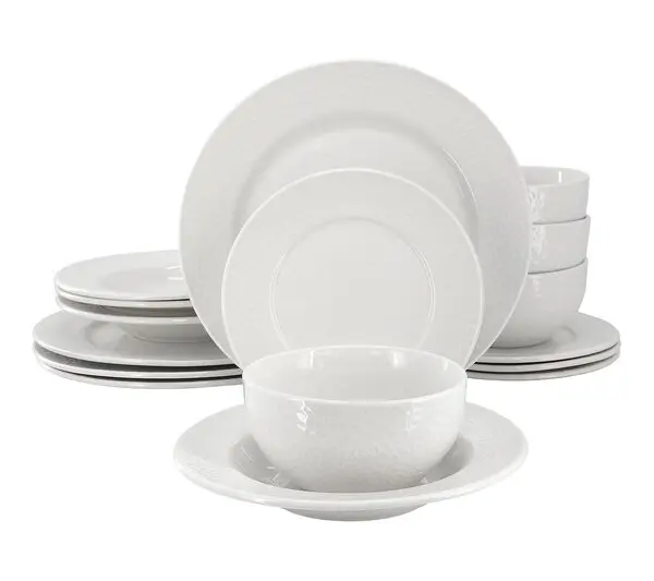 ELAMA Soyer 16 Piece Double Bowl Porcelain Dinn Erware Set - One-color