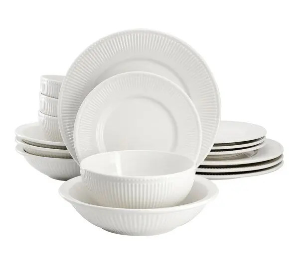ELAMA Kate 16 Piece Double Bowl Porcelain Dinnerware Set - One-color