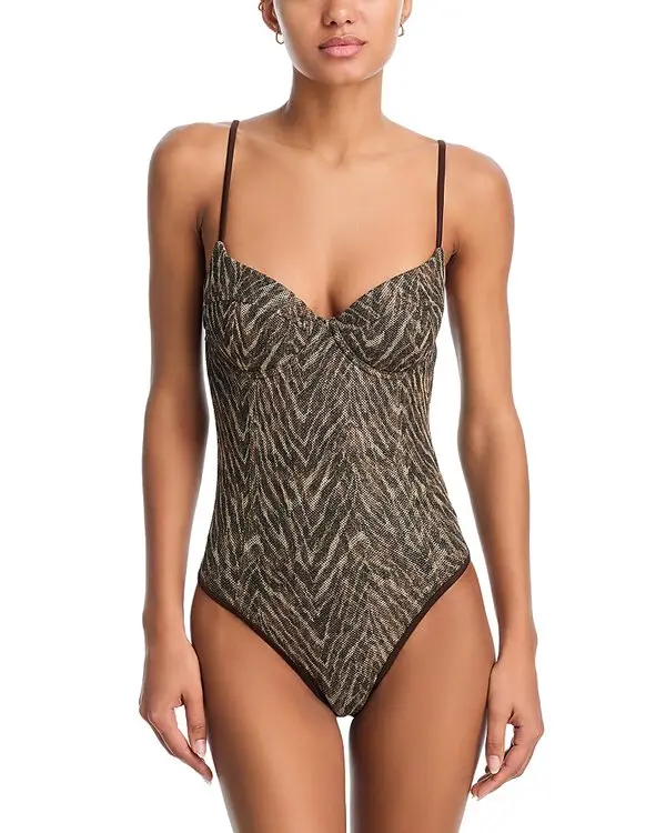 Ramy Brook Jayda Printed Underwire One-piece Swimsuit - Beach Brown Zebra