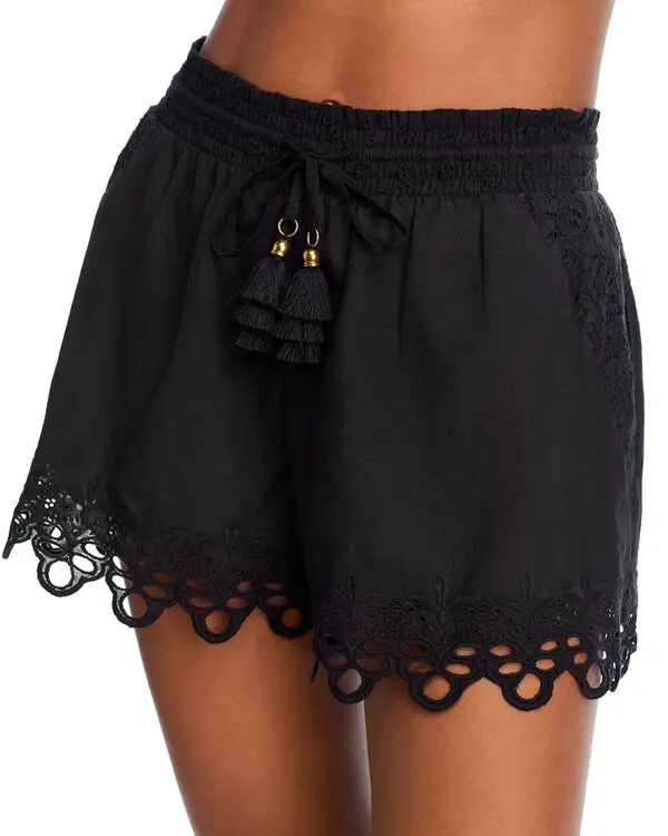Ramy Brook Diane Lace Trim Shorts - Black