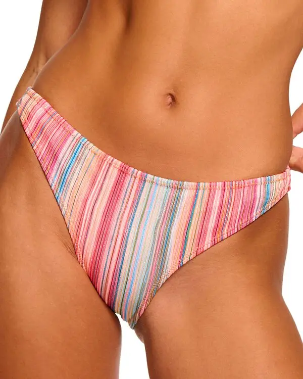 Ramy Brook Striped Isla Bikini Bottom - Vivid Orange Stripe