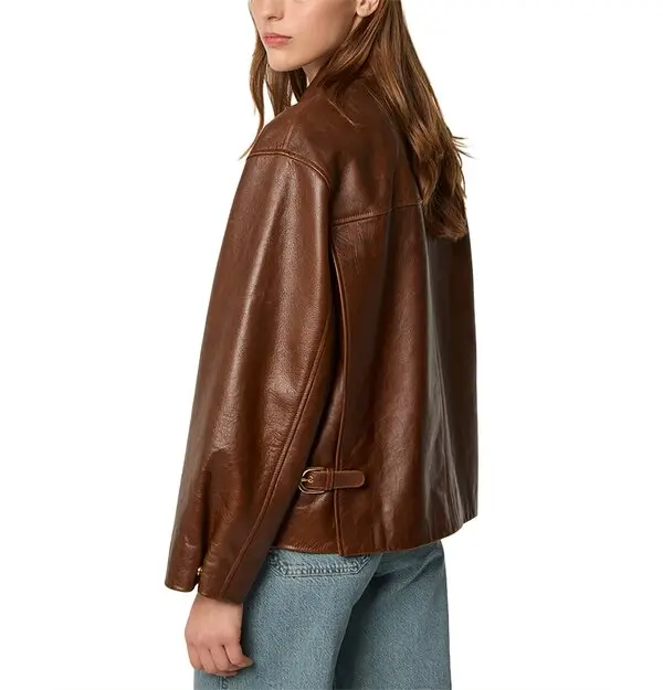 Tresse Leather Jacket With Storm Flap