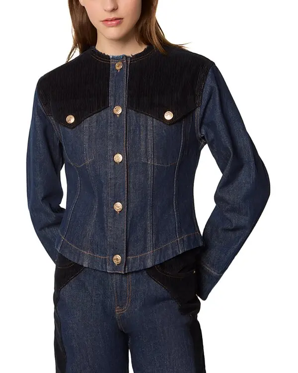 Tresse Vanto Jacket With Velvet Trim - Denim