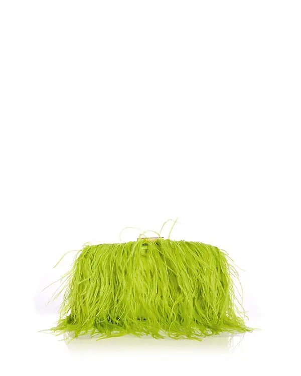 Aqua Feather Clutches - Lime Green