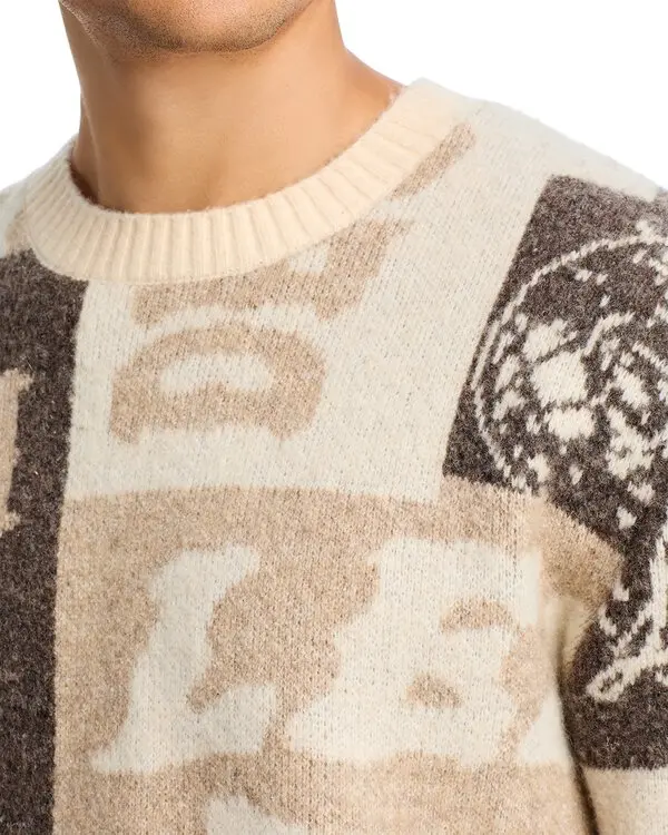 LES DEUX Globe Crewneck Knit Sweater
