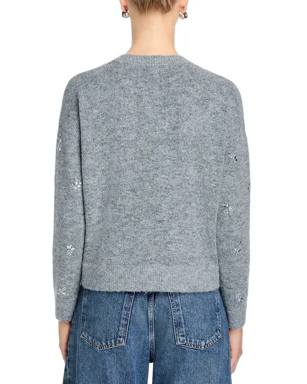 Aqua Embellished Crewneck Sweater