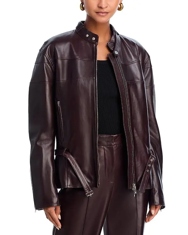 Helmut Lang Leather Moto Bomber Jacket
