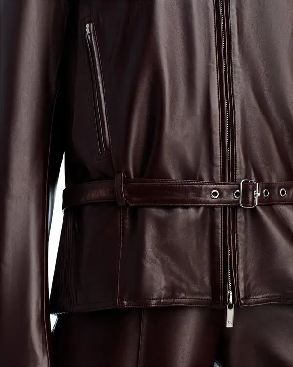 Helmut Lang Leather Moto Bomber Jacket