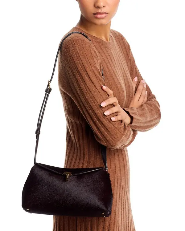 TOTEME T Lock Calf Hair Convertible Clutch - Black