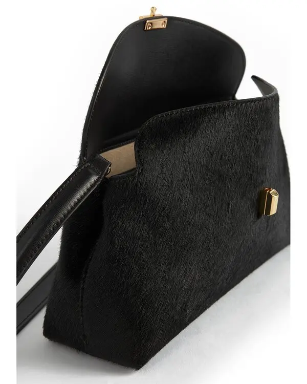 TOTEME T Lock Calf Hair Convertible Clutch - Black