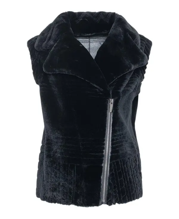 Gorski Shearling Zip Vest With Grooved Pattern