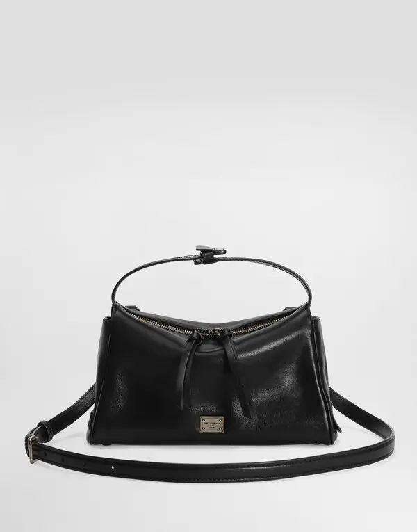 Dolce & Gabbana Vittoria Tempesta Calfskin Shoulder Bag - Black