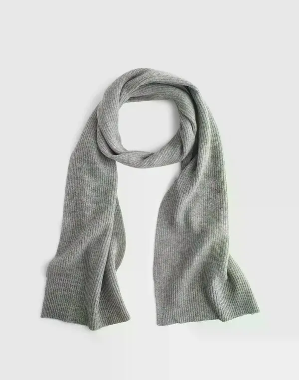 Madewell Knit Scarf In Wool Blend - Hthr Pebble Grey