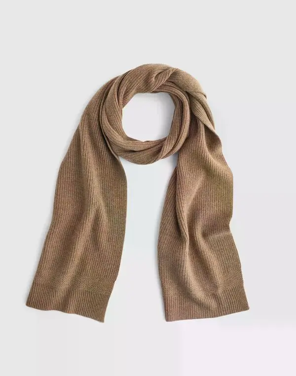 Madewell Knit Scarf In Wool Blend - Hthr Pecan