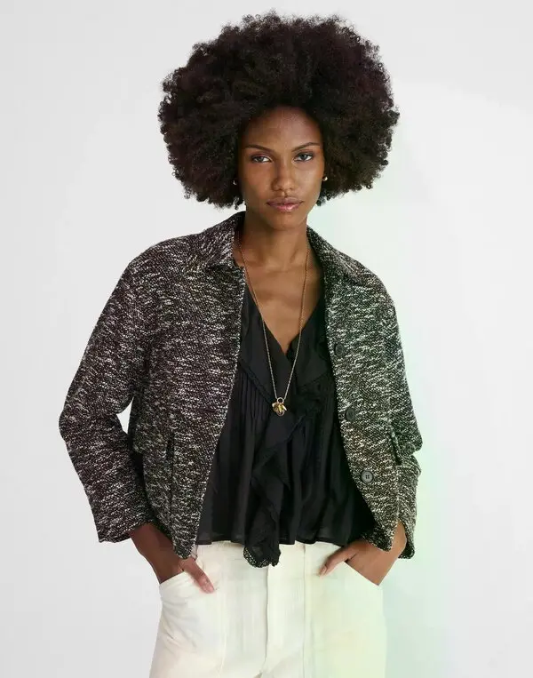 Madewell Textured Tweed Chore Jacket - Brown Multi